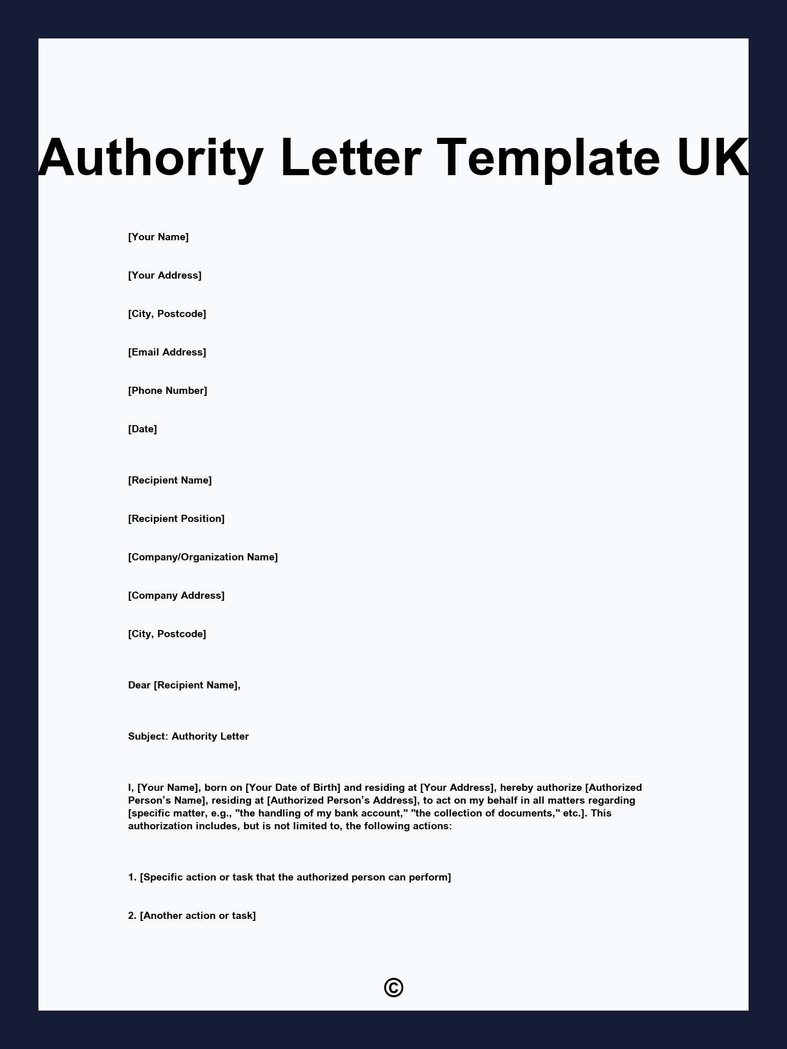 Authority Letter Template UK