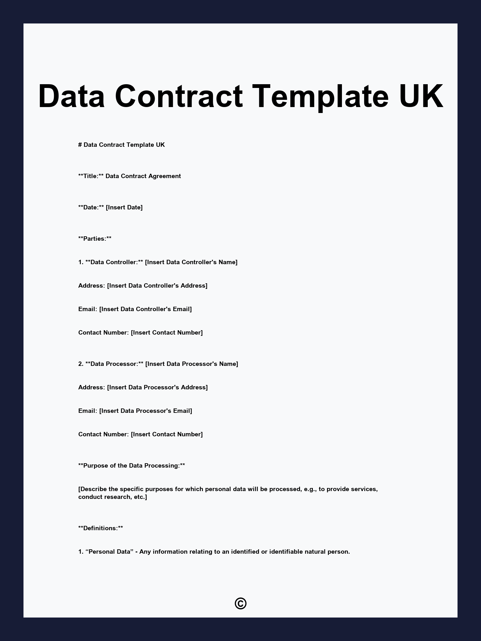 Data Contract Template UK