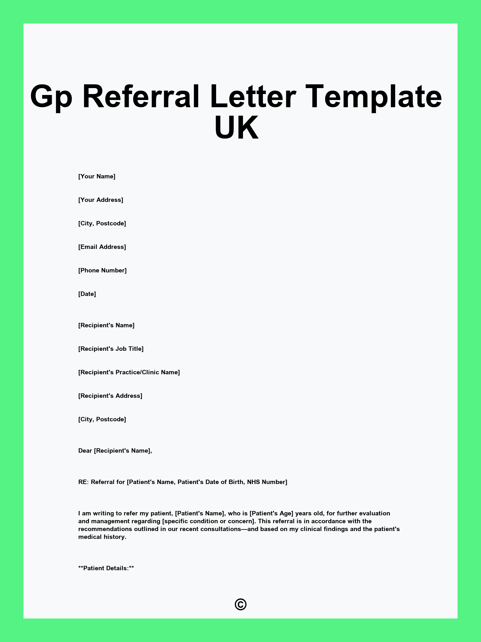 Gp Referral Letter Template UK