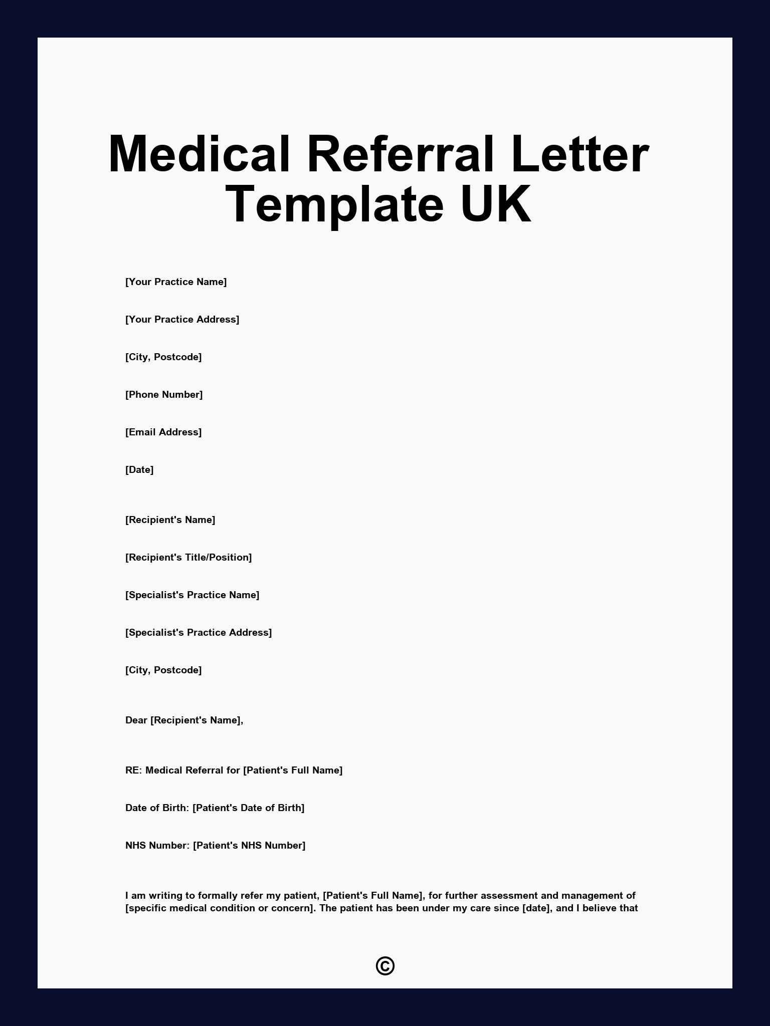 Medical Referral Letter Template UK